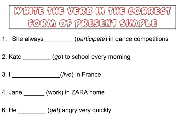 Present tense 4th grade | PPTX