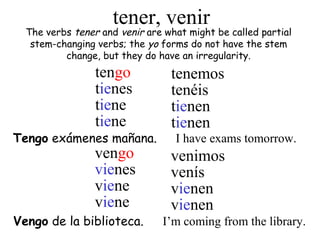 Present Tense of Stem Changing Verbs | PPT