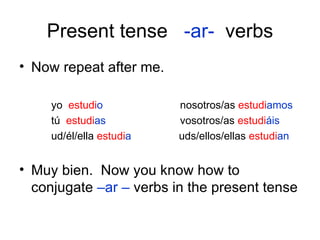Present tense presentation | PPT
