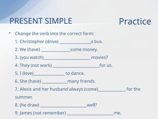 PRESENT TENSES power point presentation. | PPTX