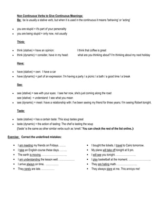 Present Tenses Contrast (Simple vs. Continuous) | PDF