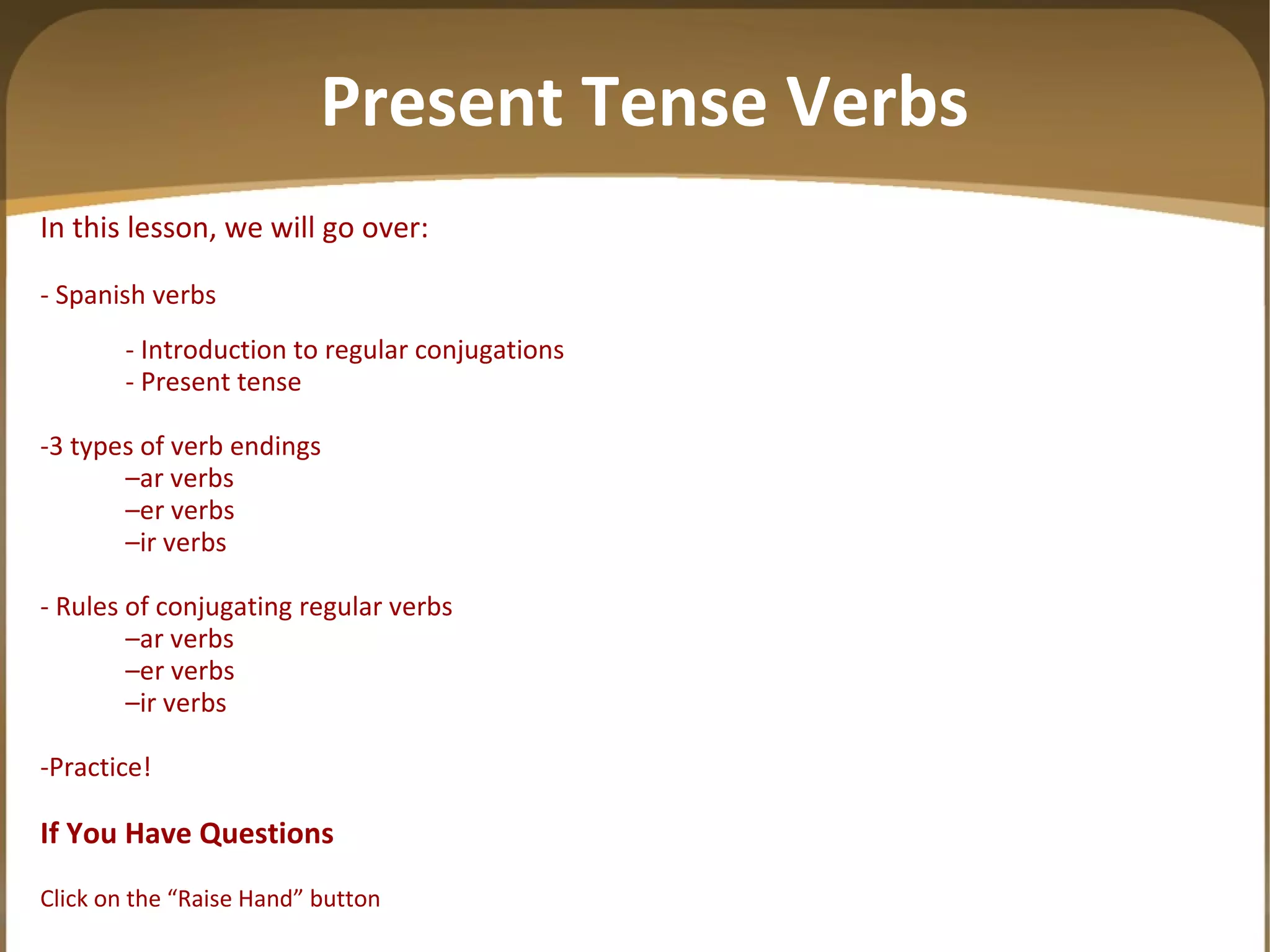 Present Tense Verbs | PPT