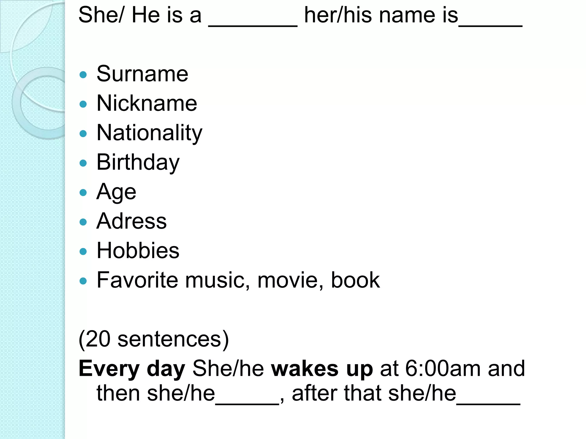 Present tense, verbs in third person | PPTX
