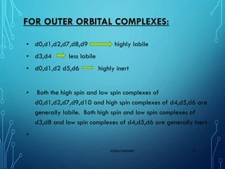 labile and inert complexe stable and unstable complex | PPTX