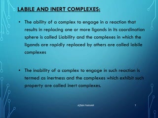 labile and inert complexe stable and unstable complex | PPTX