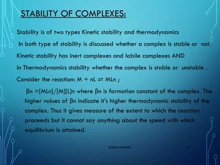 labile and inert complexe stable and unstable complex | PPTX