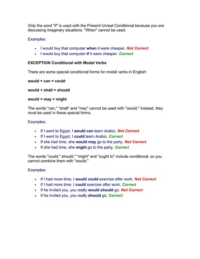 Present Unreal Conditional | DOC | Programming Languages | Computing