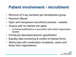 Patient, carer & public involvement in clinical guidelines: the NICE ...