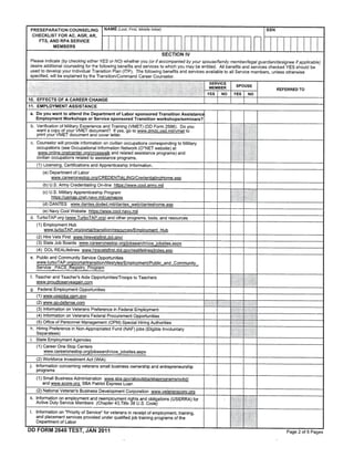 Preseparation counseling checklist | PDF