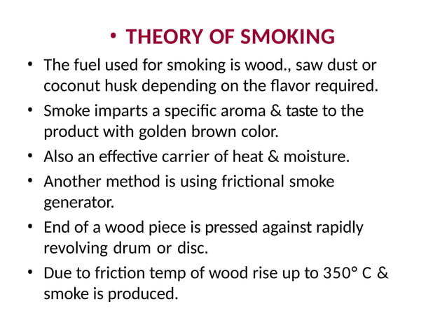 PRESERVATION OF FISH BY SMOKING (SMOKE DRY) | PPTX | Woodworking | Arts ...