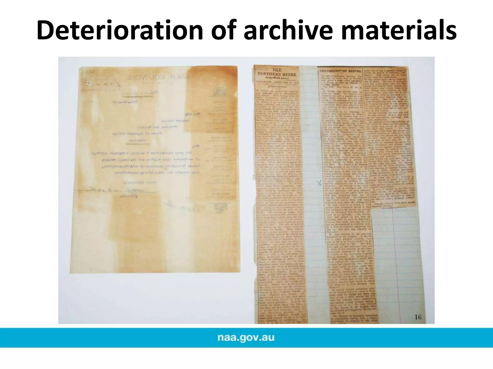Preservation of Archive Materials by Prue McKay | PPTX