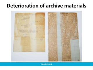 Preservation of Archive Materials by Prue McKay | PPT