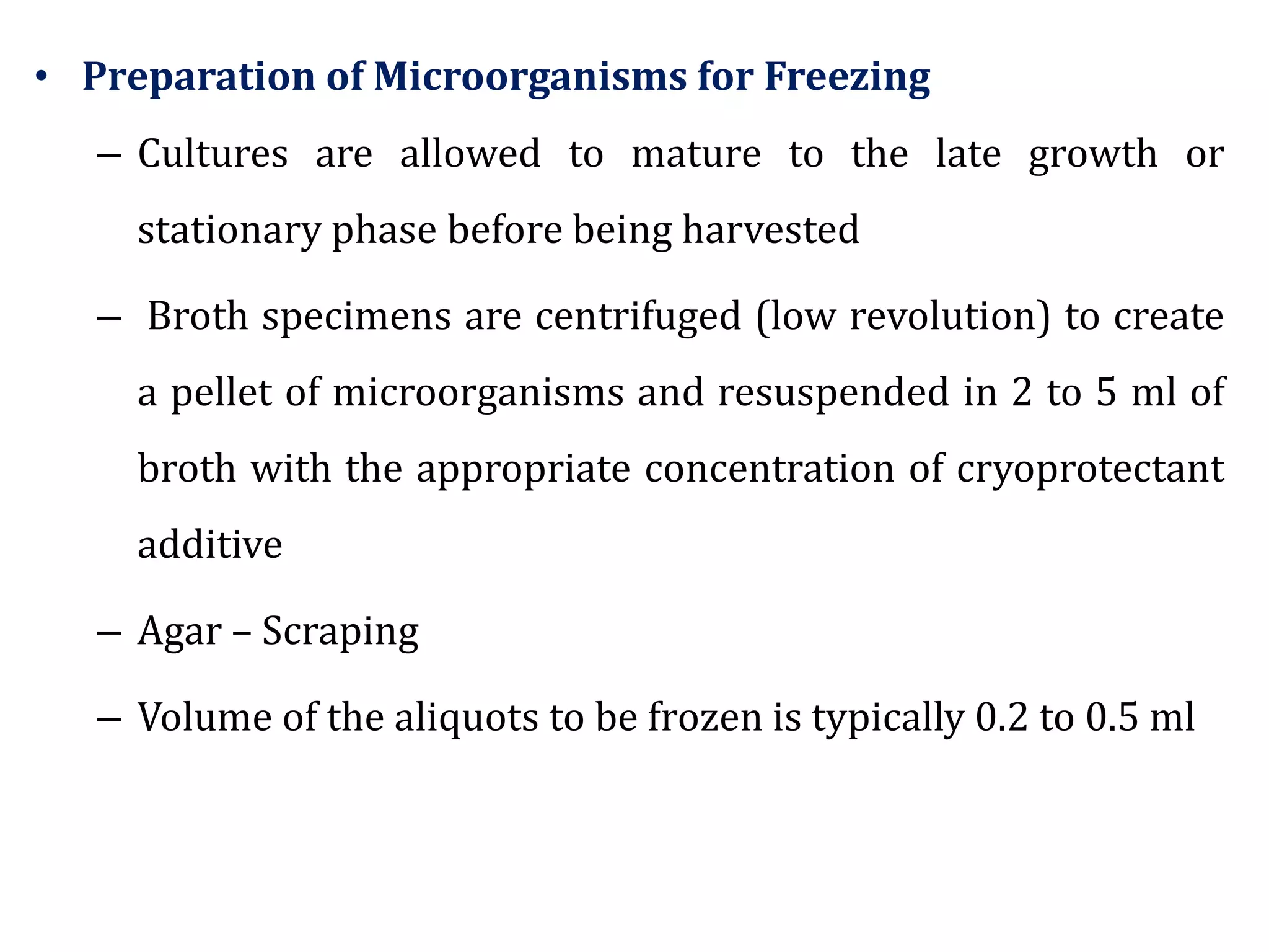 Preservation of bacteria | PDF