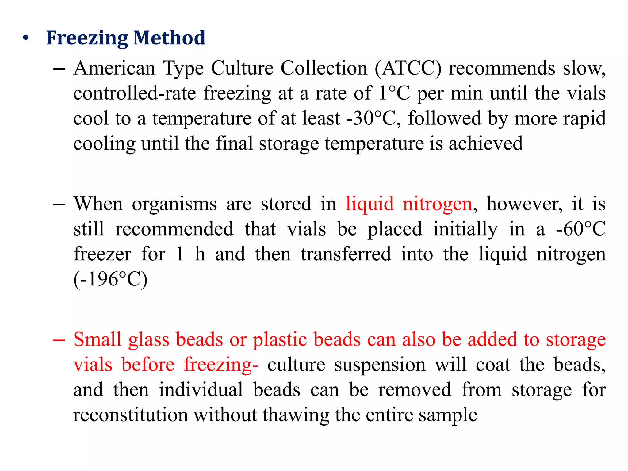 Preservation of bacteria | PDF