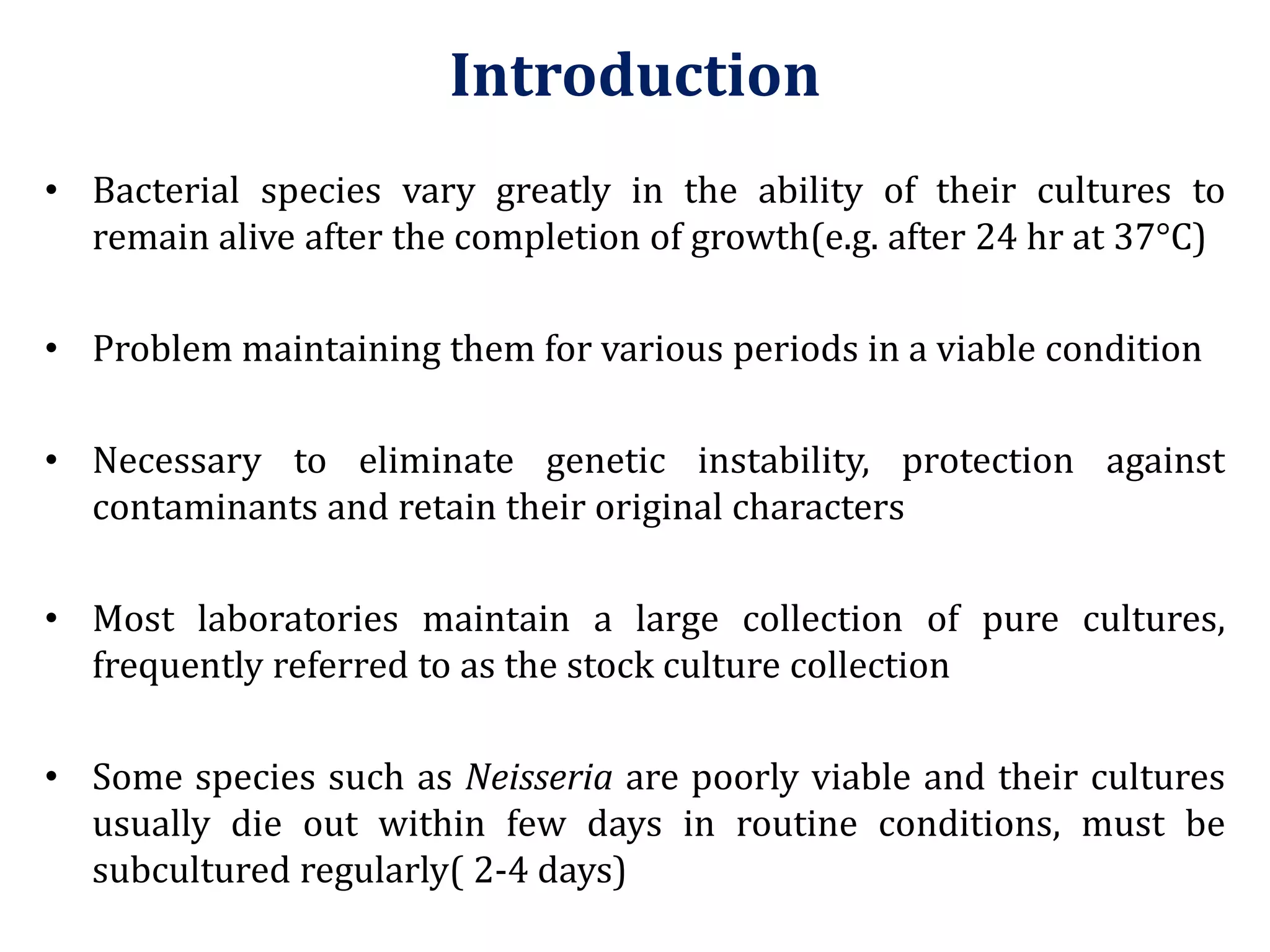 Preservation of bacteria | PDF