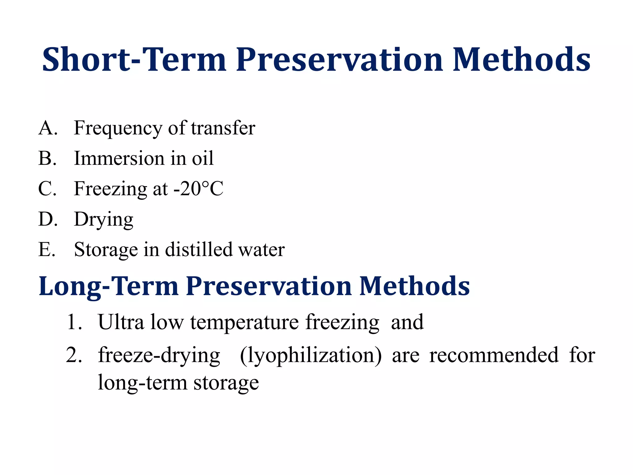 Preservation of bacteria | PDF