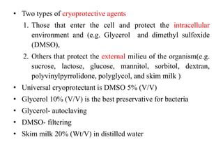 Preservation of bacteria | PDF