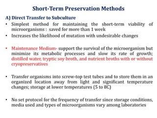 Preservation of bacteria | PDF