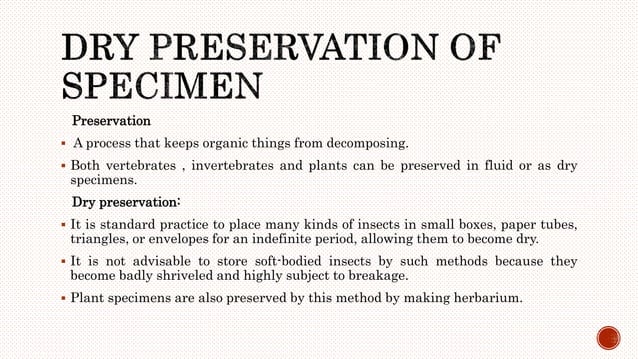 Preservation of dry specimens | PPTX