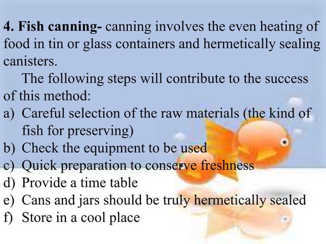 Preservation of fish | PPTX | Fish and Aquariums | Pets