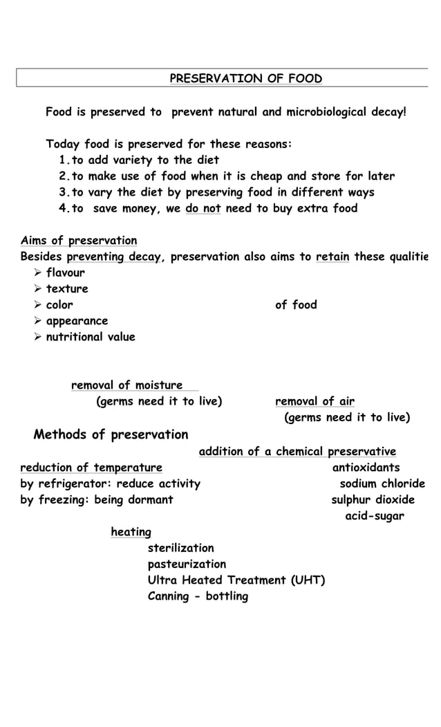 Preservation of food | PDF