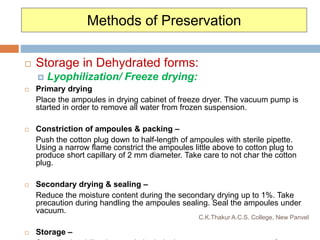 Preservation of industrial cell culture | PPTX