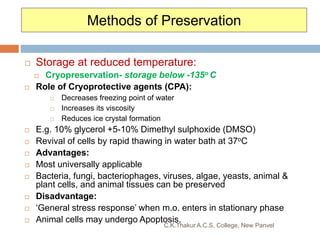 Preservation of industrial cell culture | PPTX