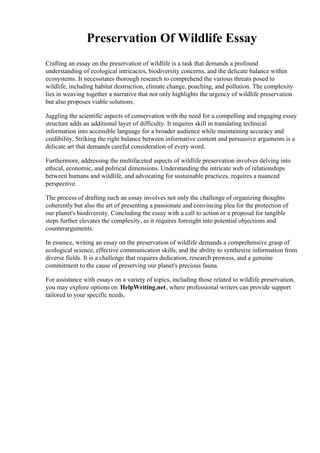 Preservation Of Wildlife Essay.pdf