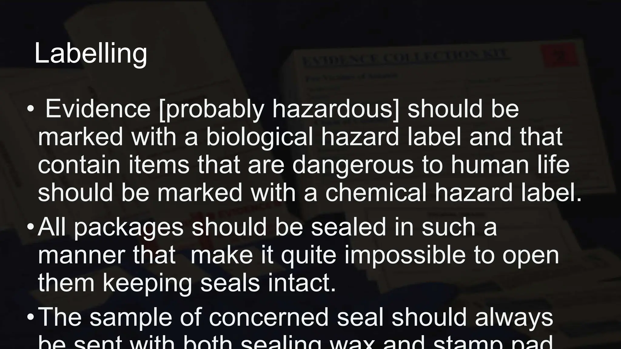 Preservation, Packaging, Sealing, Labeling, and Forwarding of Physical ...