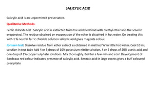 Preservatives: Classification & Food Analysis | PPTX