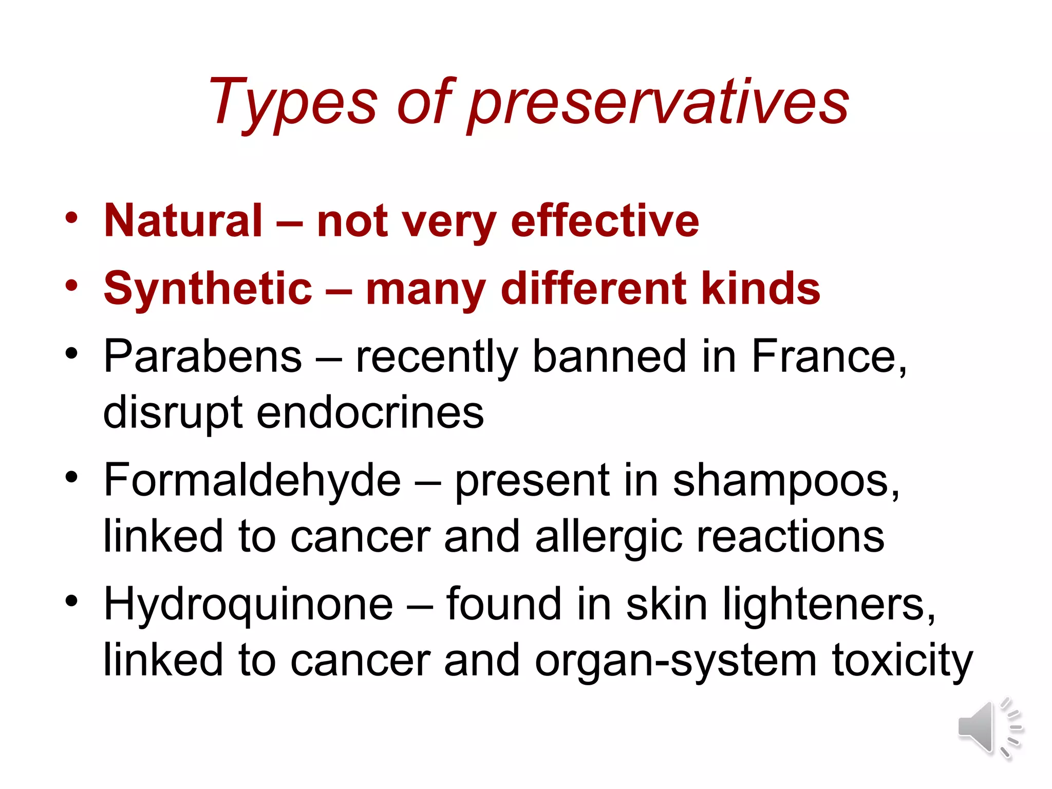 Preservatives in cosmetics | PPT