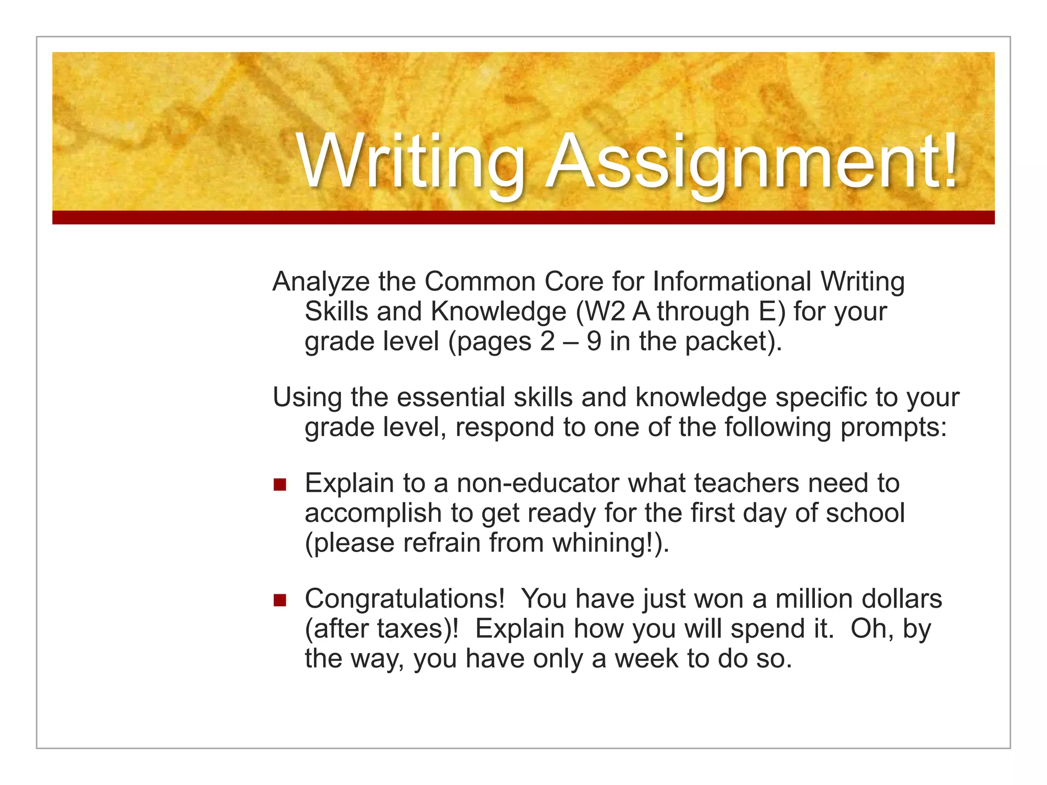 Common Core Informative/Explanatory Writing | PPTX | Educational ...