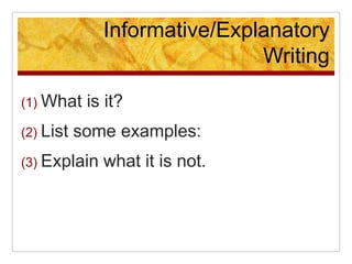 Common Core Informative/Explanatory Writing | PPTX | Educational ...