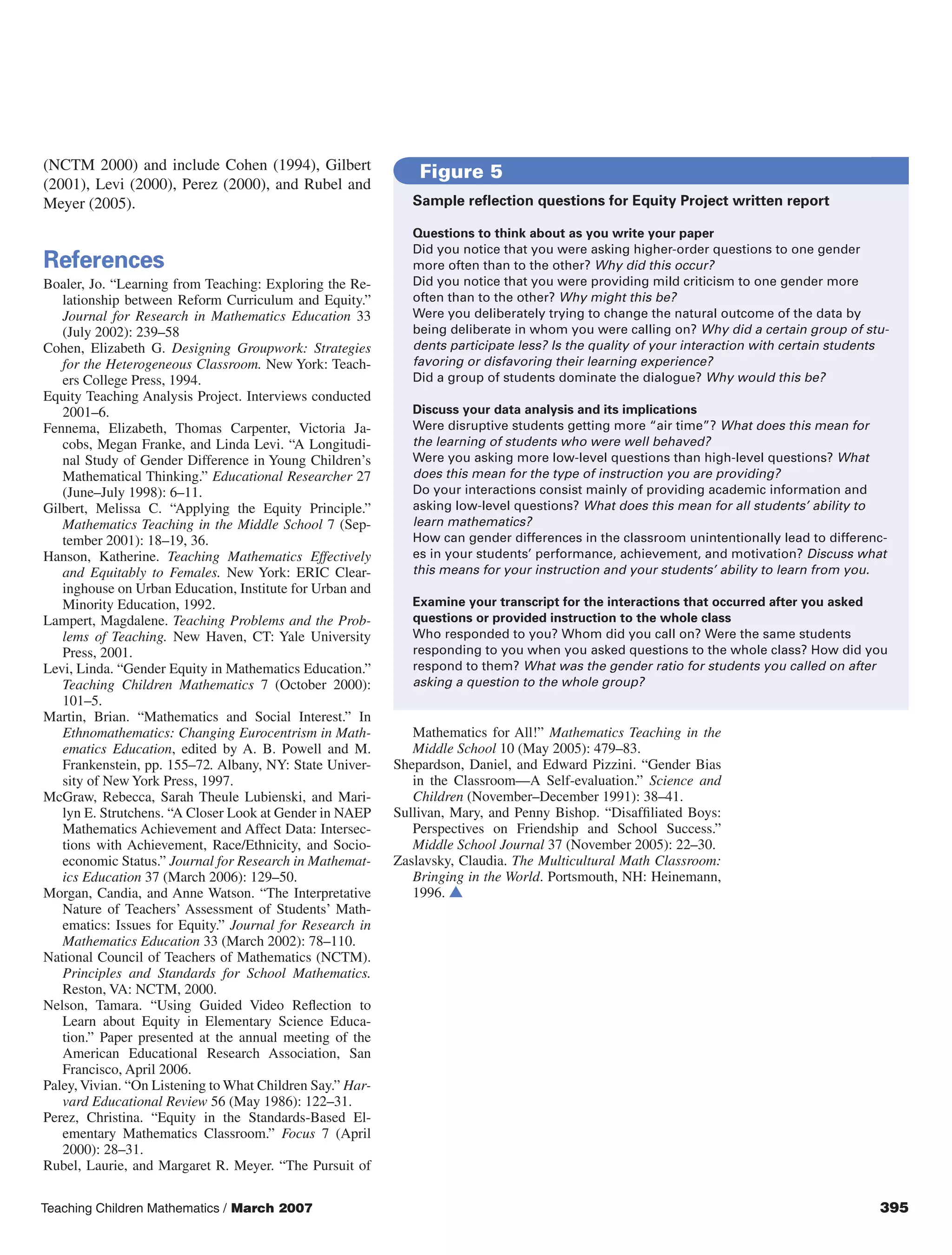 Preservice teachers examine gender equity in teaching mathematics | PDF