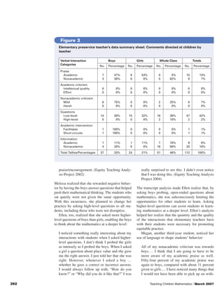 Preservice teachers examine gender equity in teaching mathematics | PDF