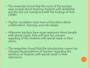 Preservice teacher’s preceptions of including students with ...