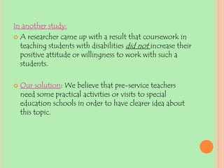 Preservice teacher’s preceptions of including students with ...