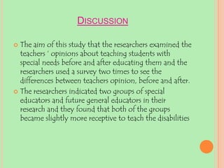 Preservice teacher’s preceptions of including students with ...