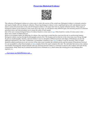 Preserving Biological Evidence | PDF