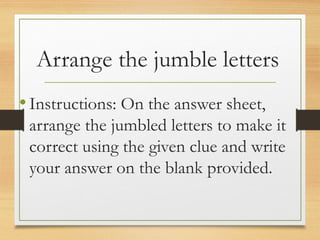 Jumbled Letters Instruction