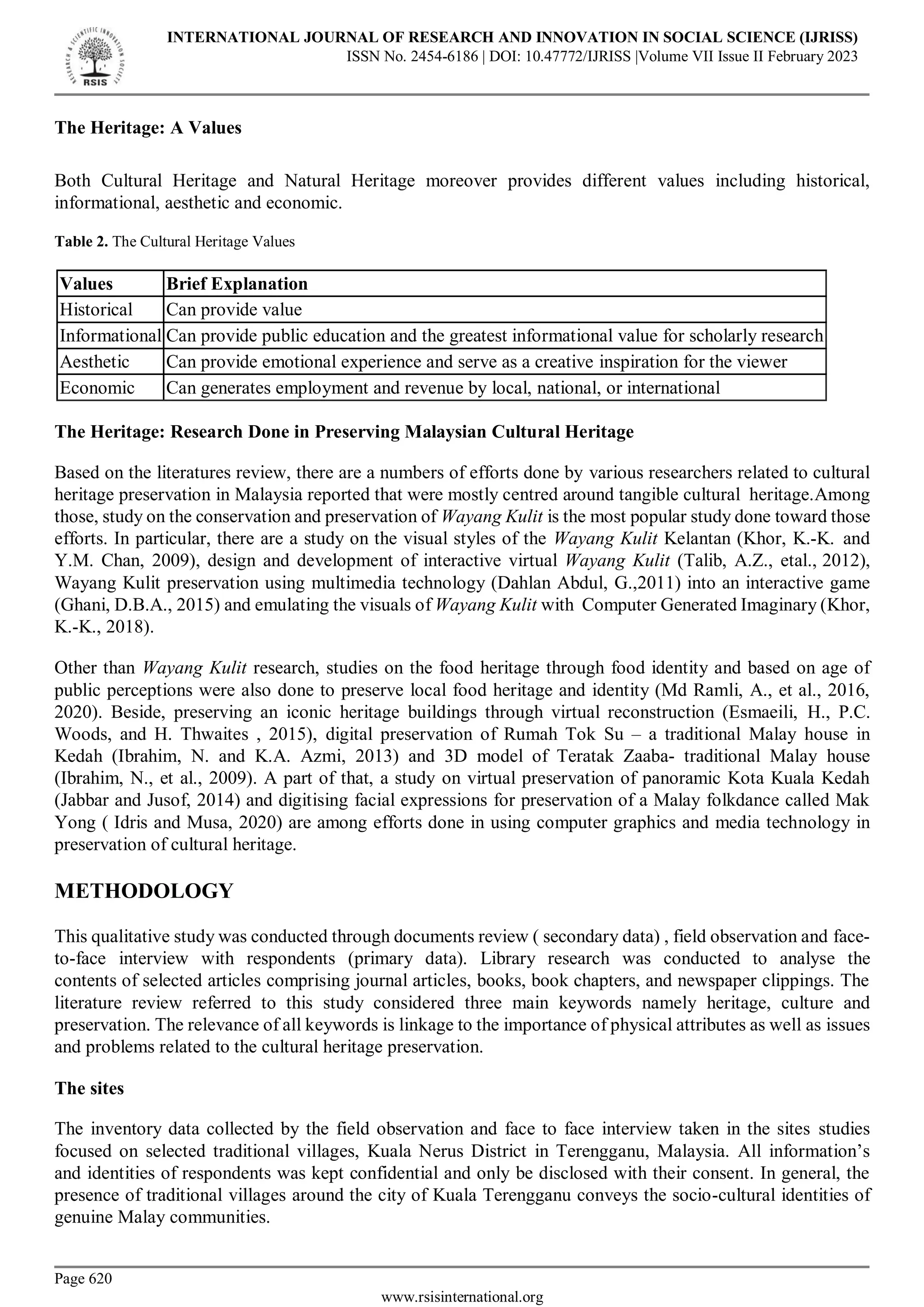 Preserving Malaysia’s Intangible Cultural Heritage: A Case Study of ...