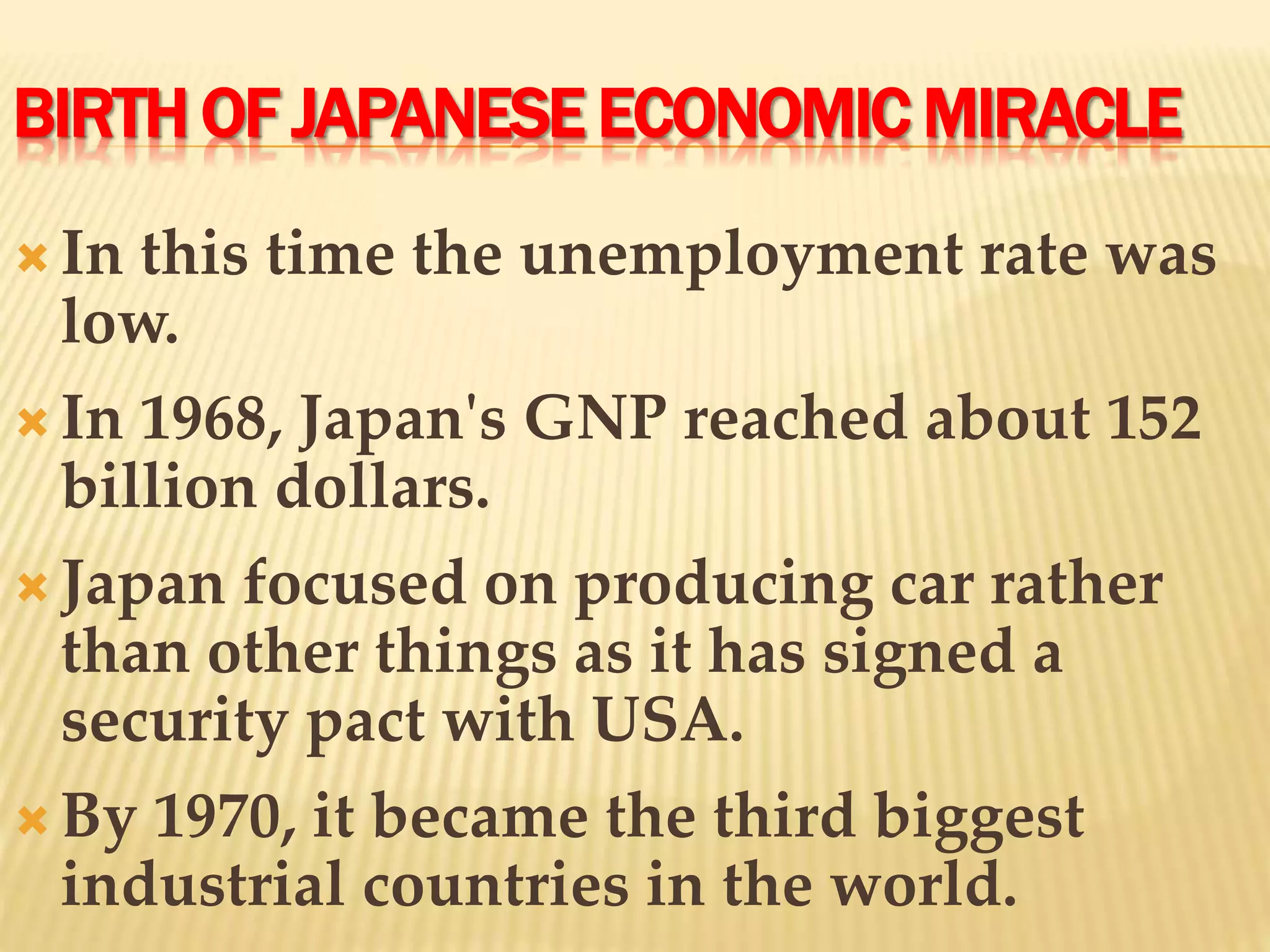 Japanese Economic Miracle After WWII | PPTX