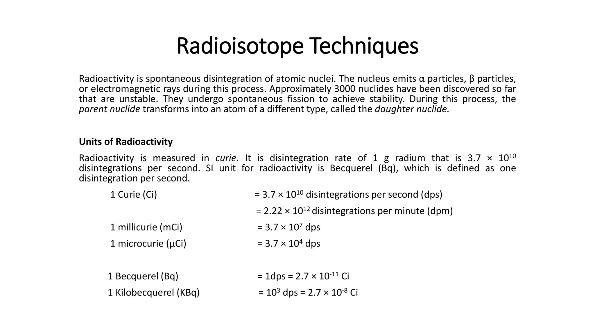Presesntation radioisotopes techniques | PPTX