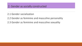 Presetnation on feminist perspectives on sex and gender | PPT