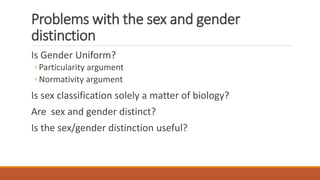 Presetnation on feminist perspectives on sex and gender | PPT