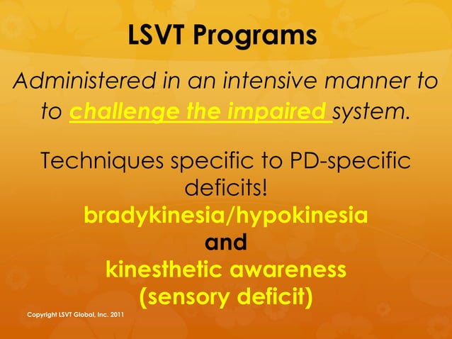 LSVT Big Presenation | PPTX | Physical Therapy | Wellness
