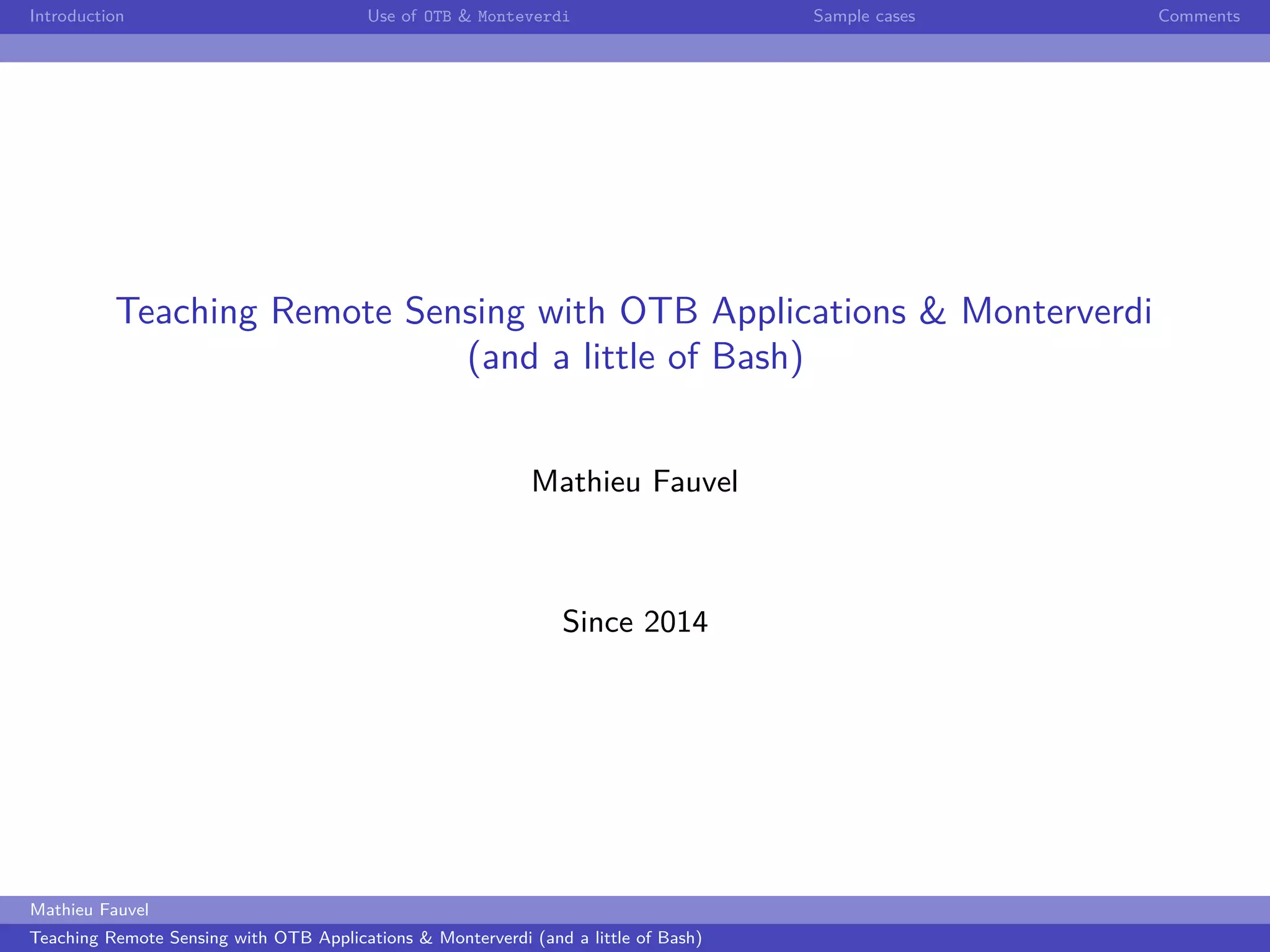Teaching Remote Sensing with OTB Applications & Monterverdi (and a little of Bash) | PDF