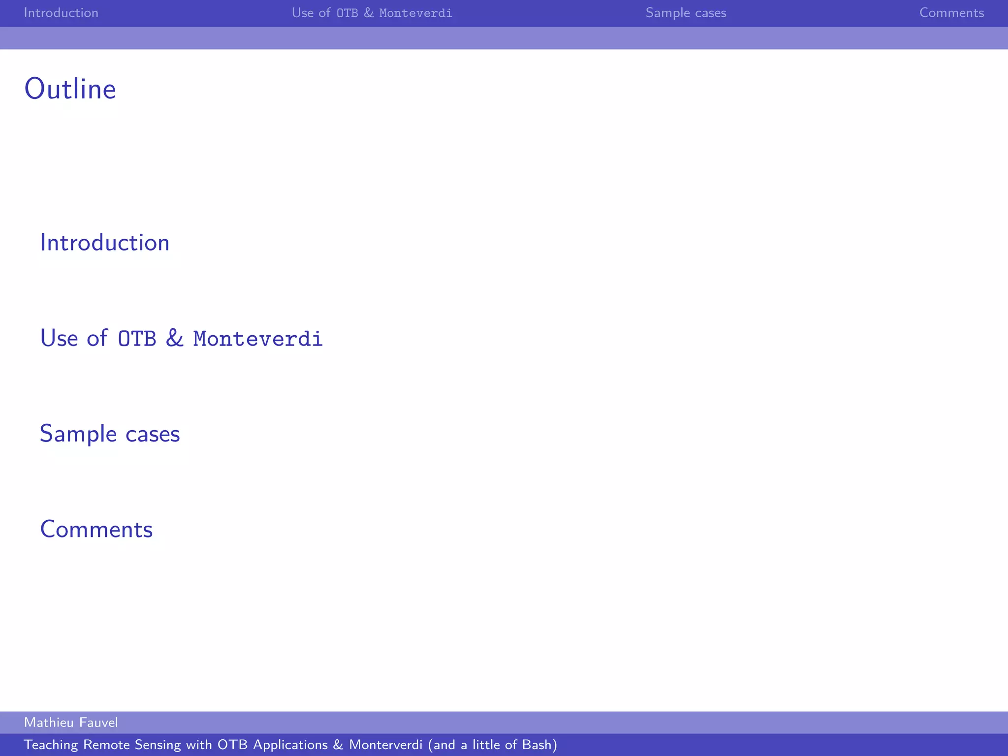 Teaching Remote Sensing with OTB Applications & Monterverdi (and a little of Bash) | PDF