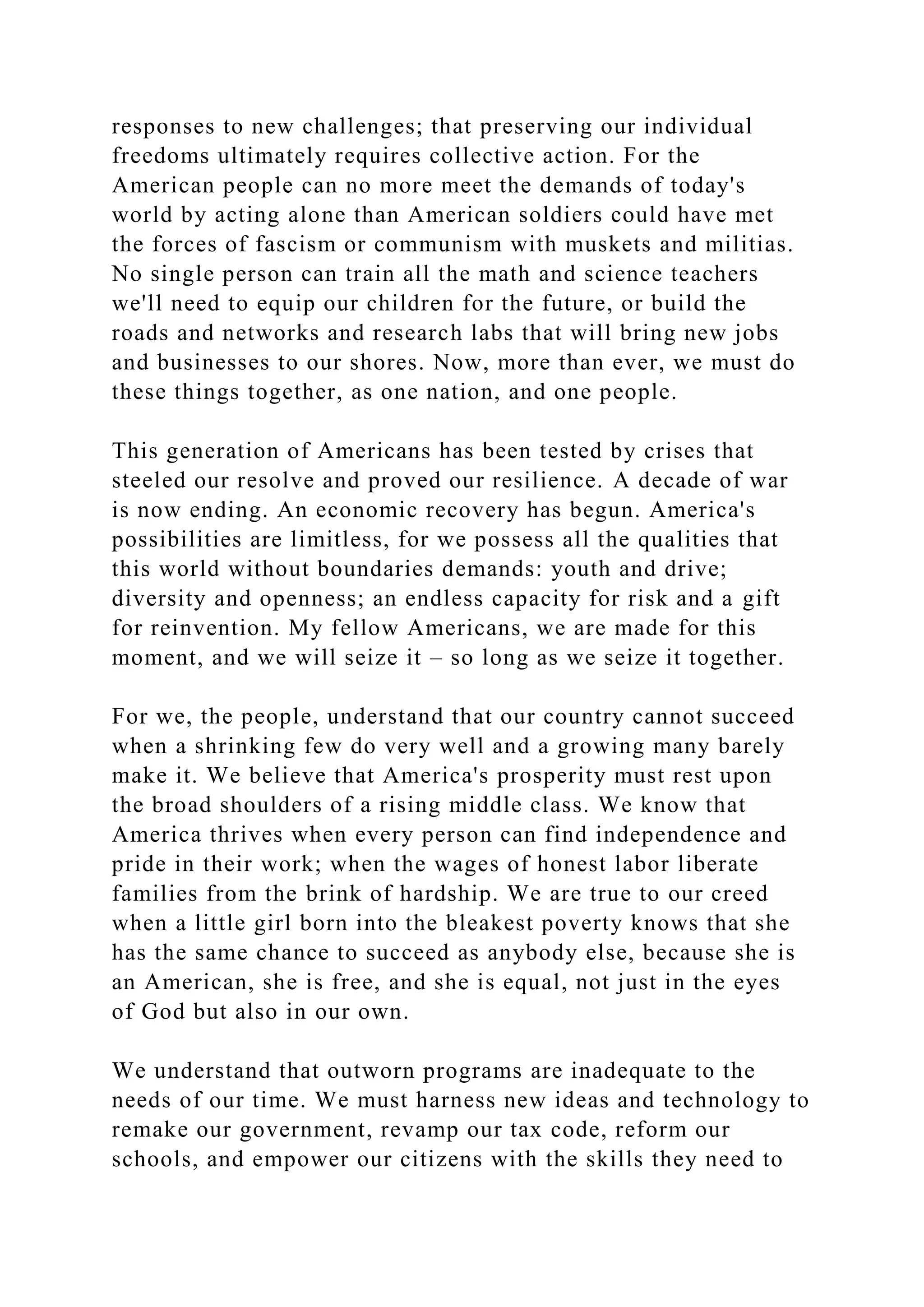 President Barack Obamas inaugural address – full textObama was .docx