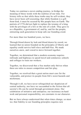 President Barack Obamas inaugural address – full textObama was .docx